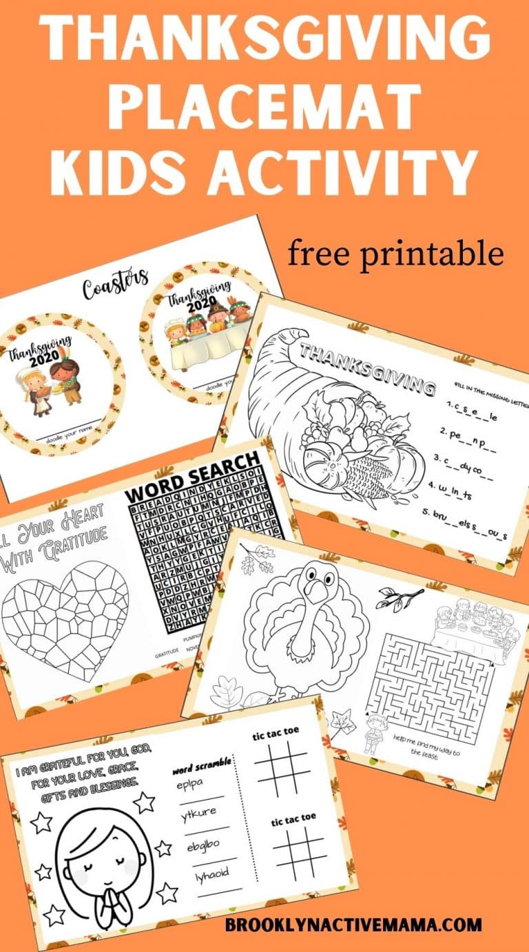 Thanksgiving Placemat Activities For Kids (Free Printable)