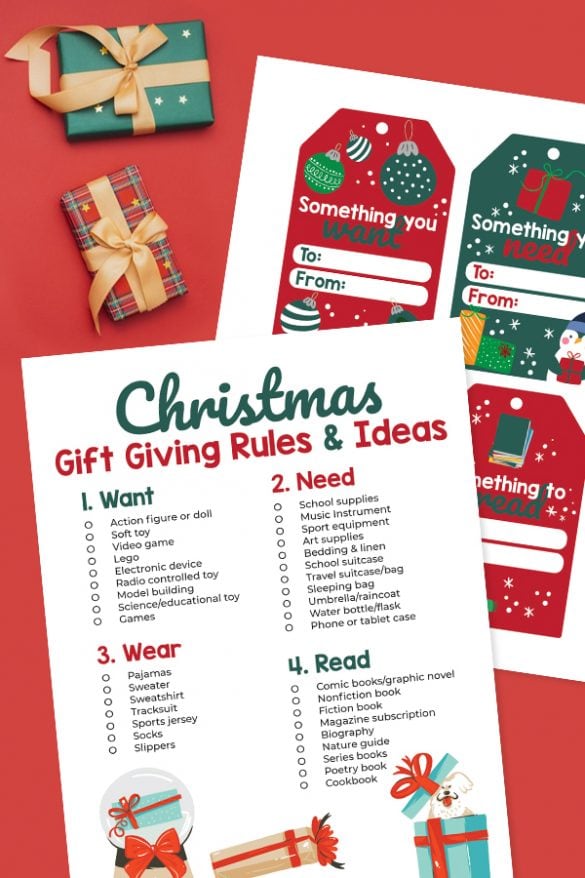 Easy Gift Giving Rules and Free Printable Christmas Gift Tags