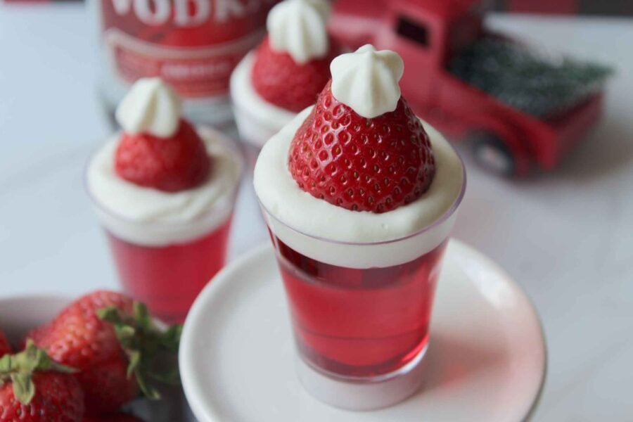 Easy Santa Hat Christmas Jello Shots