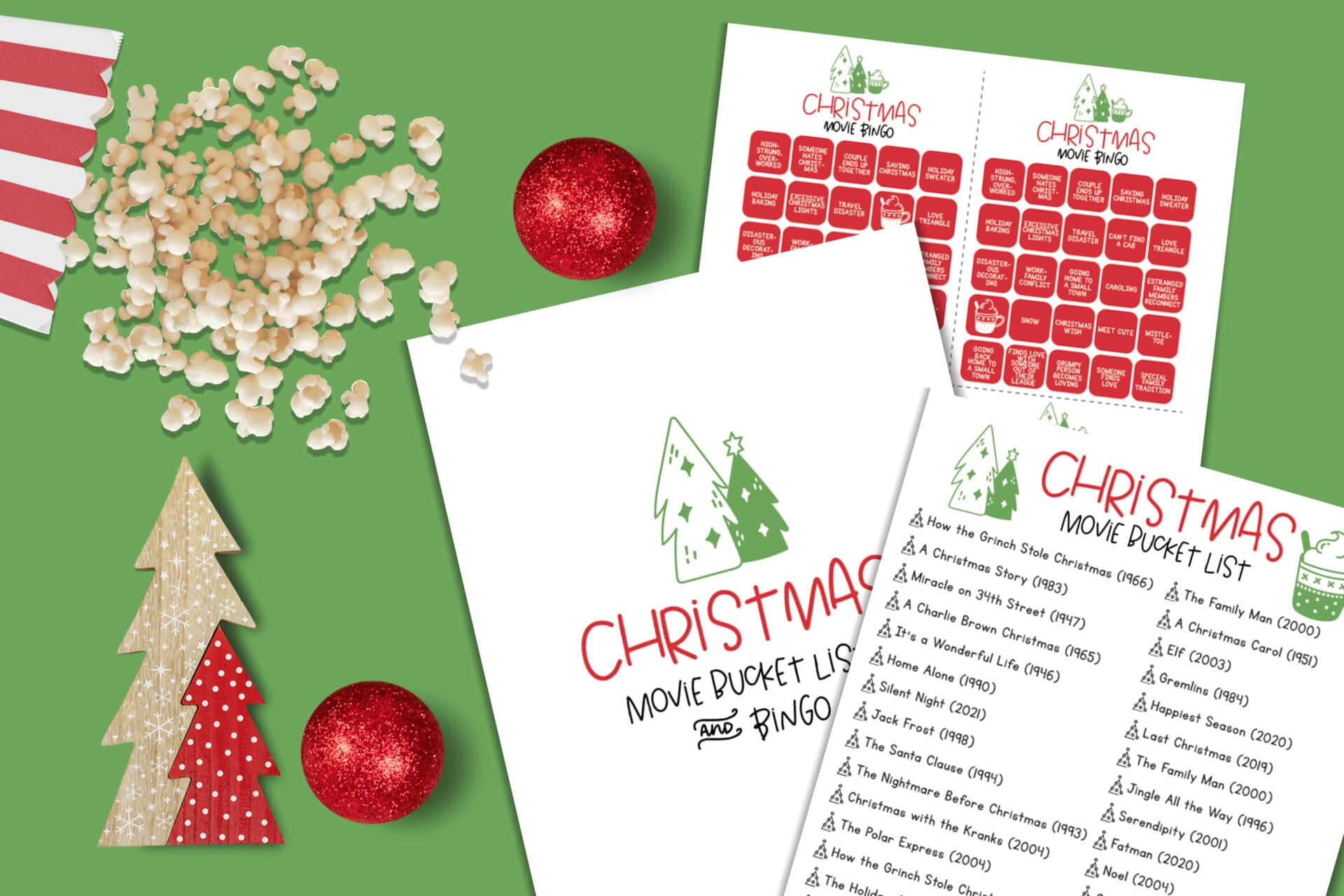 Free Printable Christmas Movie Bucket List + Movie Bingo Game