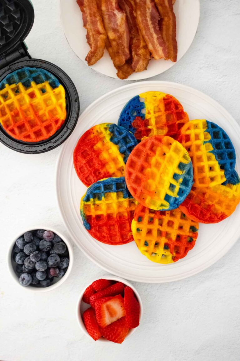 The Absolute Best Rainbow Waffles Recipe