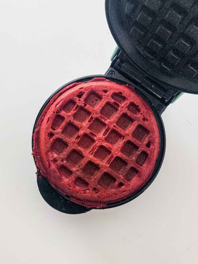 Red Velvet Cake Mix Waffles (with Cream Cheese Frosting)