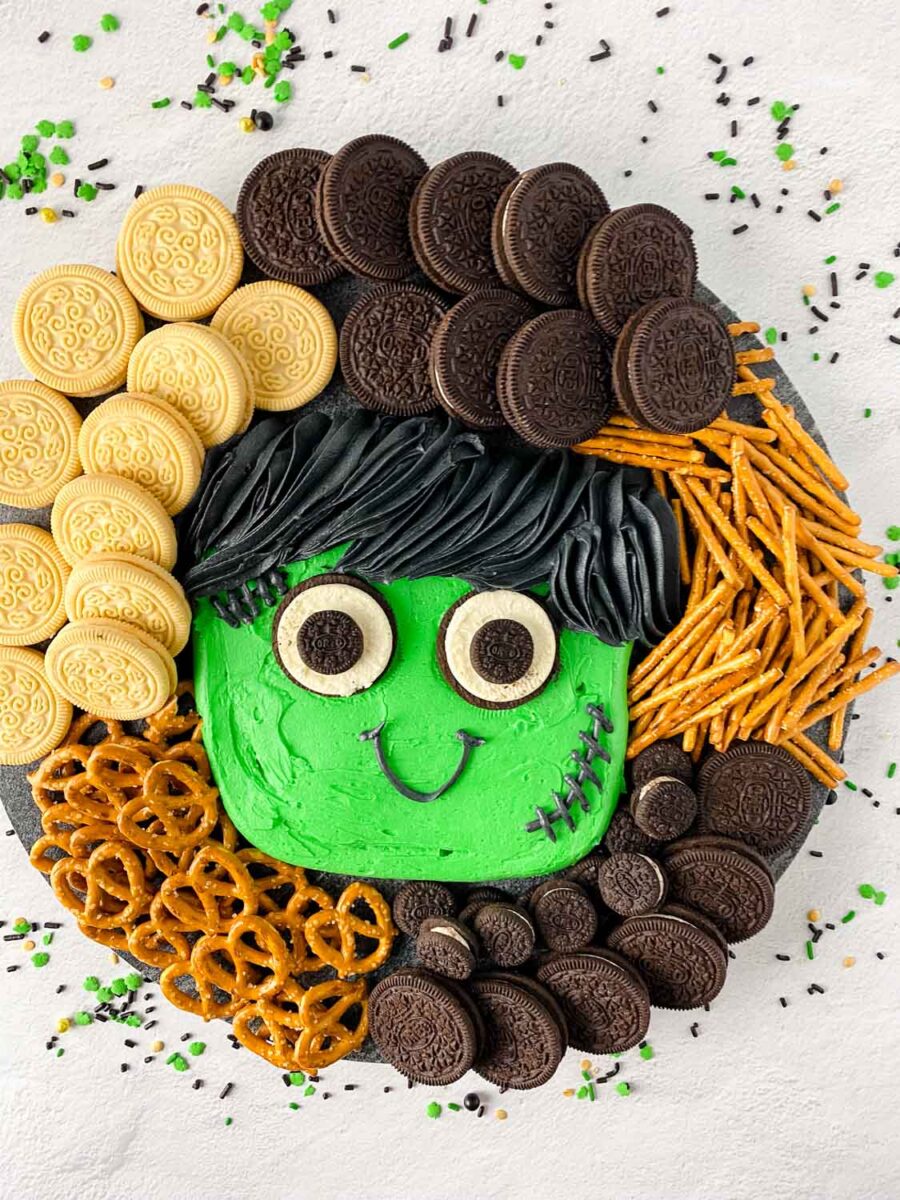 Baby Frankenstein Halloween Buttercream Dessert Board