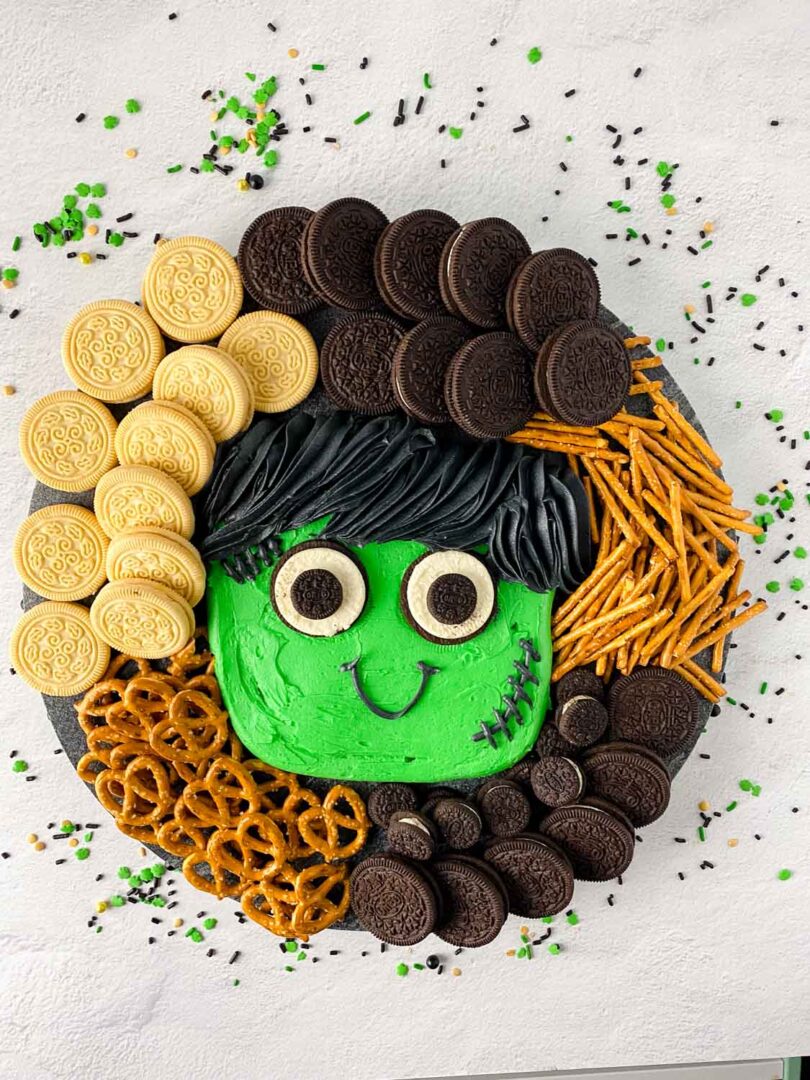 Baby Frankenstein Halloween Buttercream Dessert Board