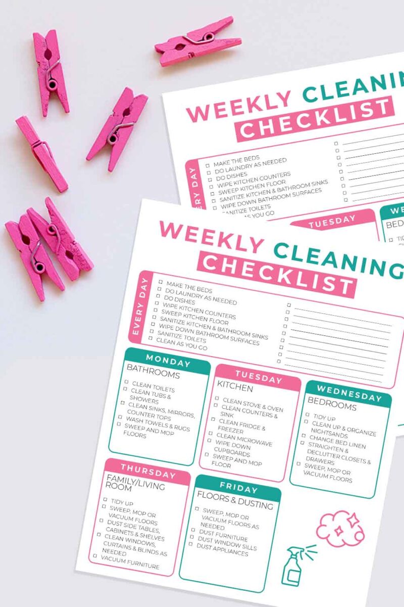 Handy Free Printable Weekly Cleaning Checklist