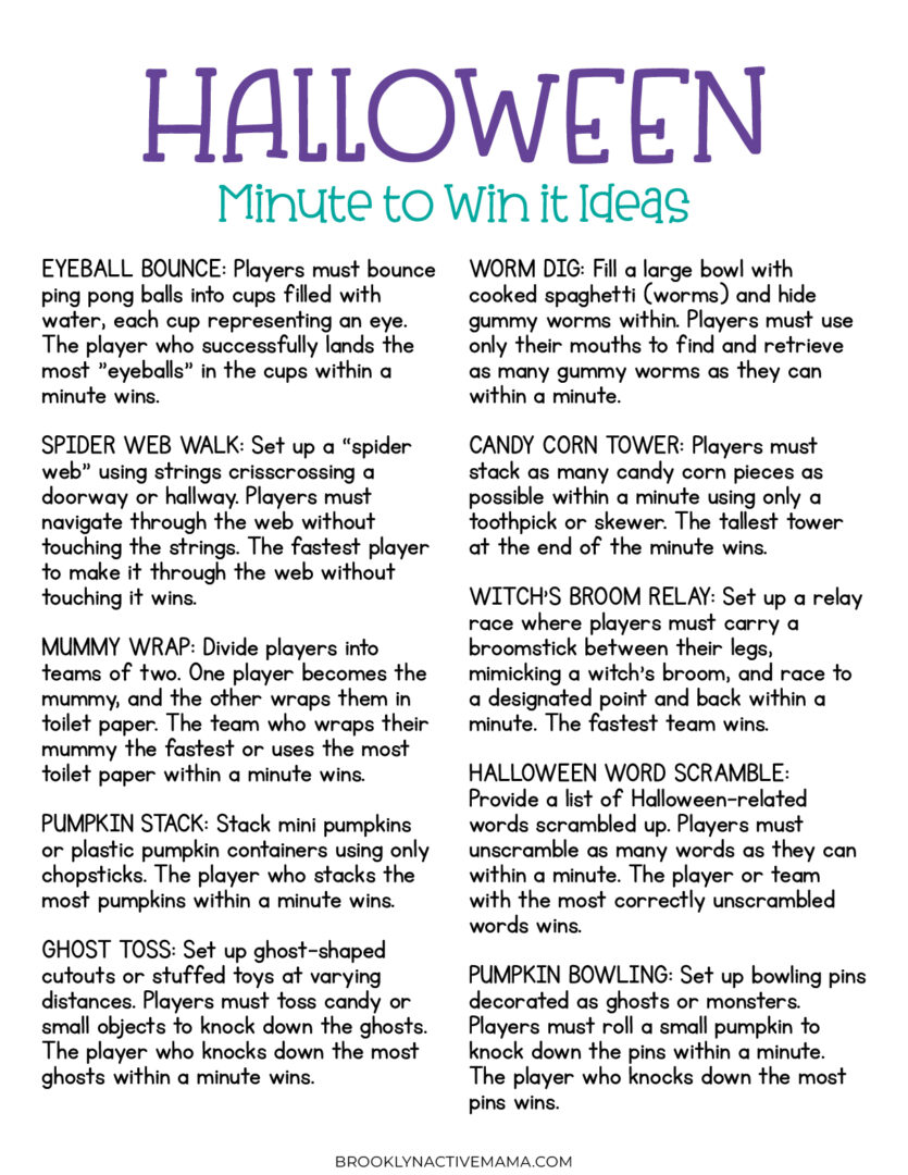 Halloween Game Night Free Printable Games